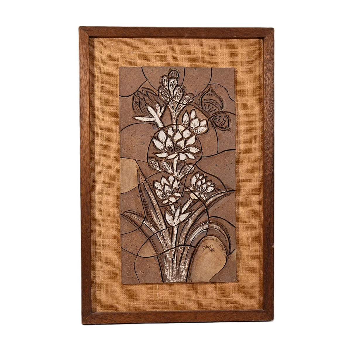 MCM Studio Made Modernist Ceramic Artwork, OOAK Framed Art Deborah Whe ...