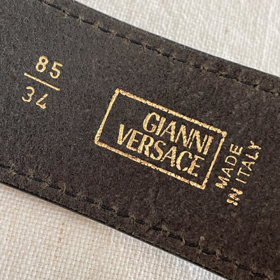Vintage Versace Belt, Black Leather Medusa Bolts, GIANNI VERSACE 34/85 ...