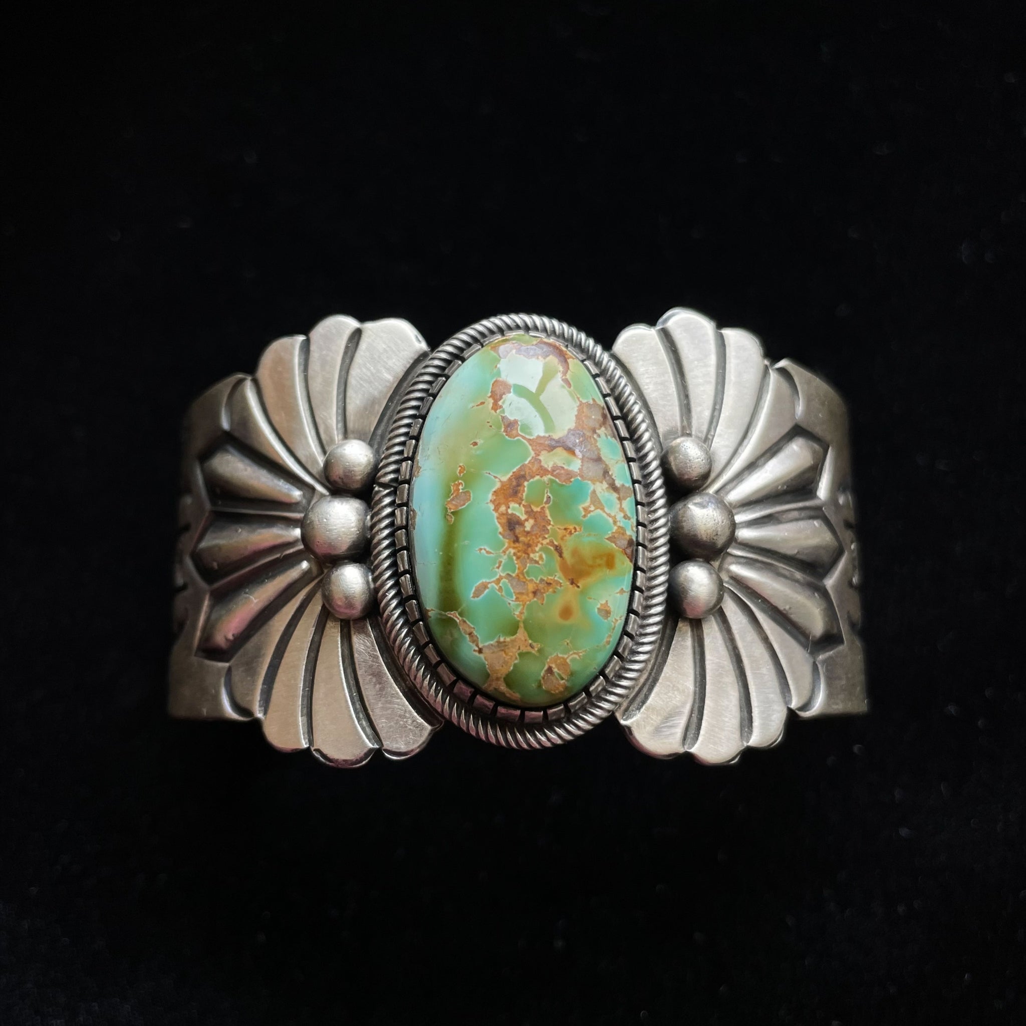 SOLD Ray Bennett Navajo Sterling Silver Turquoise Bracelet 89.4 Grams ...