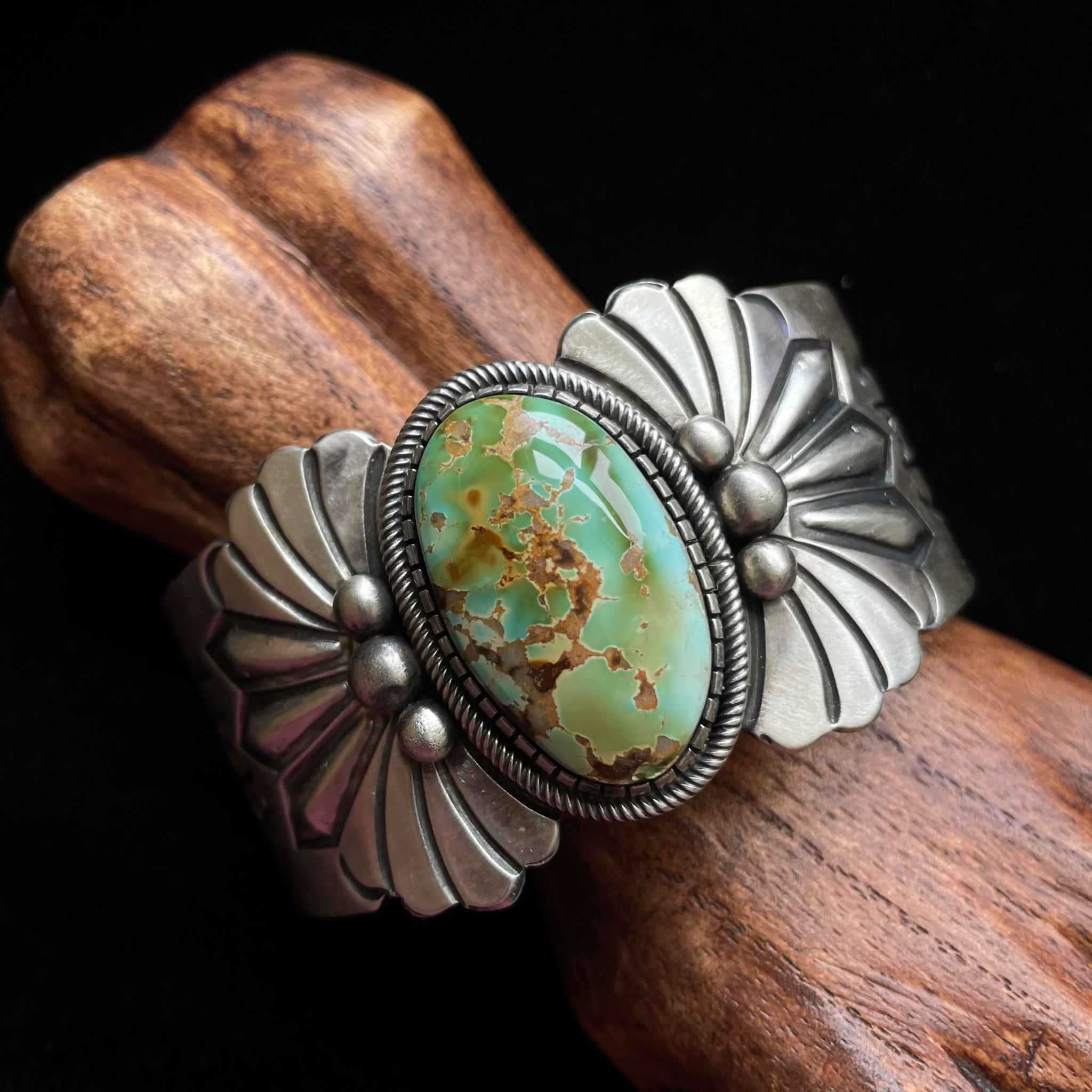 SOLD Ray Bennett Navajo Sterling Silver Turquoise Bracelet 89.4 Grams ...