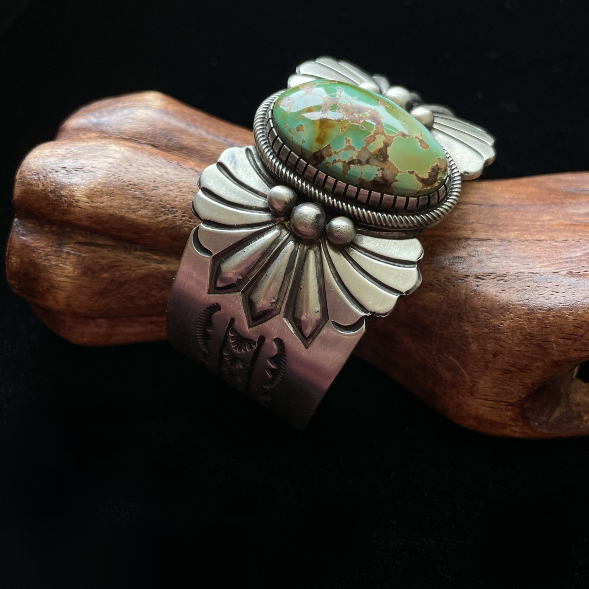 SOLD Ray Bennett Navajo Sterling Silver Turquoise Bracelet 89.4 Grams ...